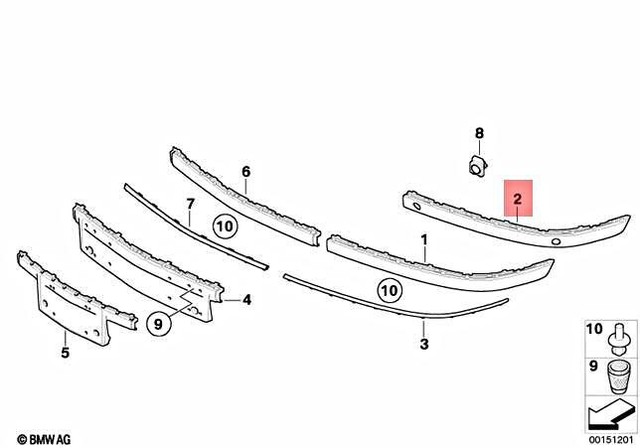 Genuine BMW OEM 51117142246 Bumper Guard Primed Front Right for sale ...