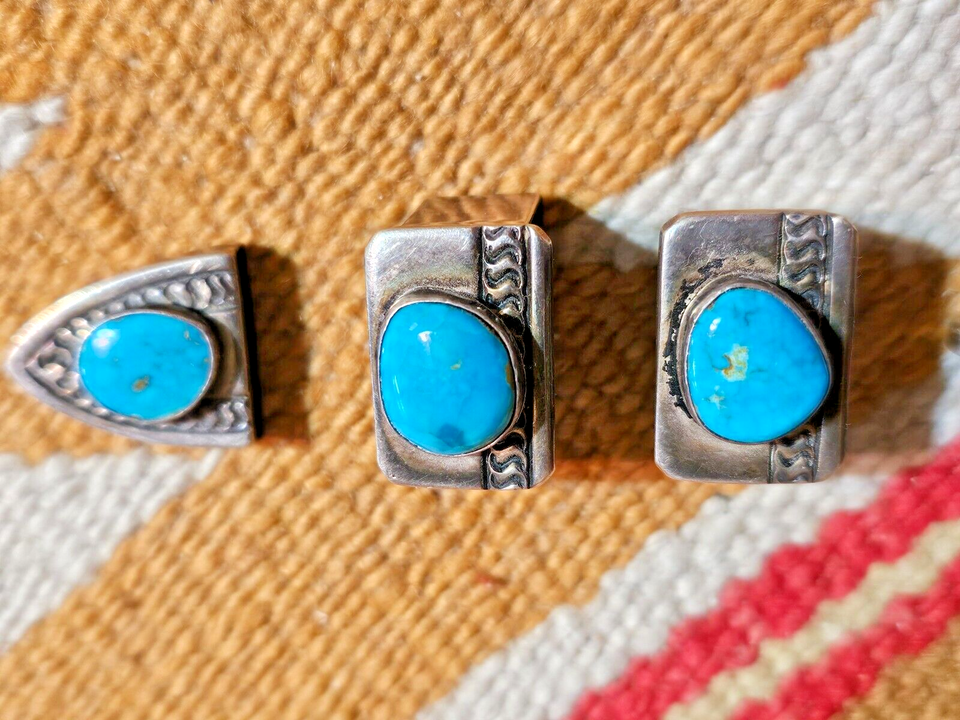 OLD NATIVE AMER NAVAJO COWGIRL BOY RANGER SET STERLING BELT BUCKLE J C ...