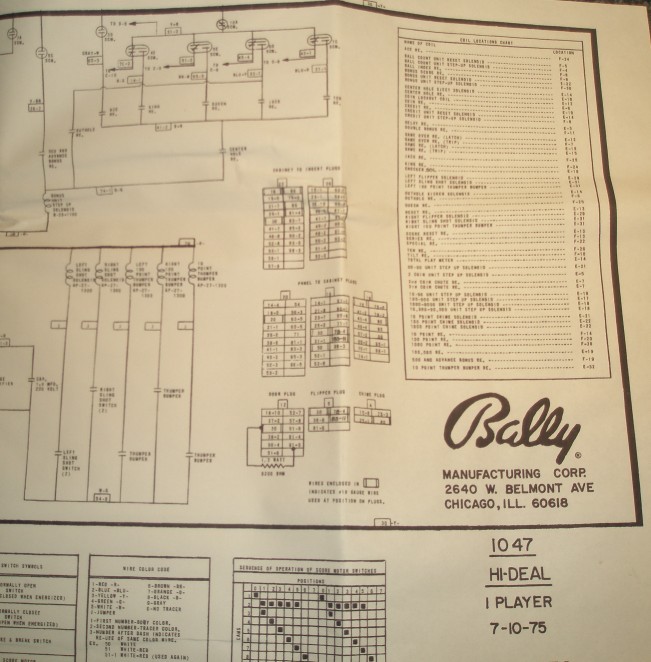 Hi-Deal Pinball Arcade Game *FULL SIZE* Wiring Diagram Schematic ...