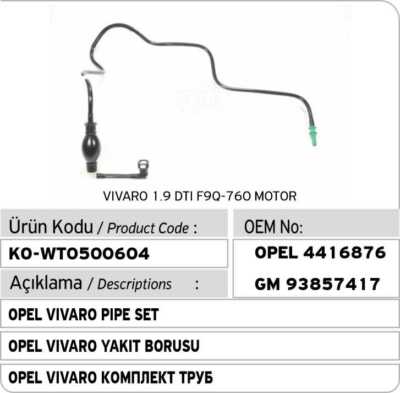 Renault Trafic - Opel Vivaro-Vauxhall Fuel Primer Pipe Set 8200505325 ...