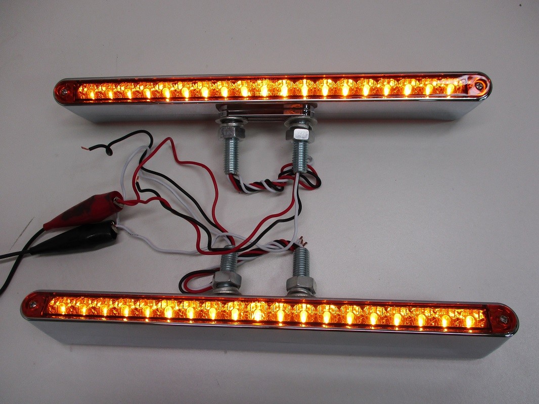 (2) 12"L Clear Lens Amber LED Double Face Truck Semi Trailer Light Bars ...