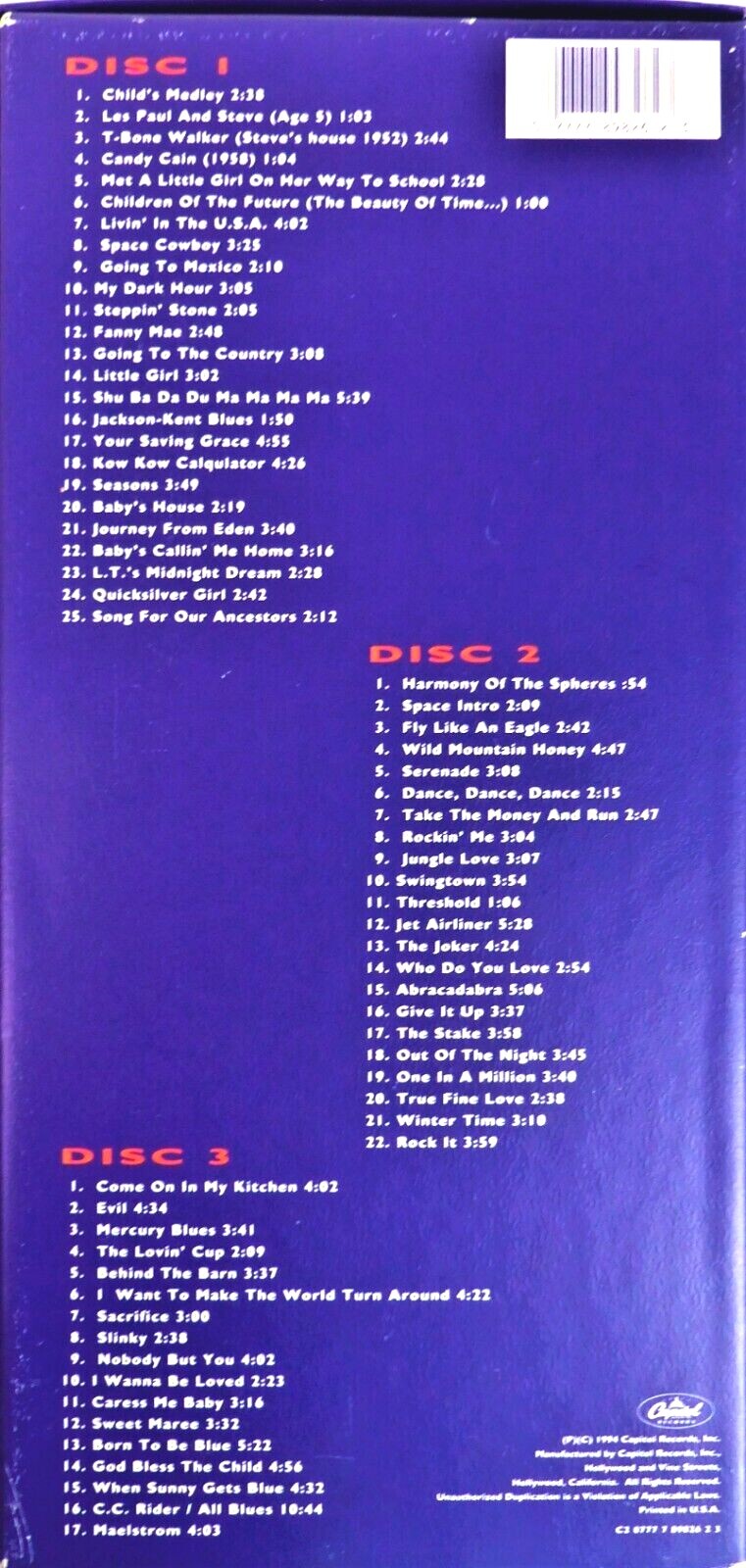 STEVE MILLER BAND Box Set - Includes 3 Capitol Compact Discs (CD's ...