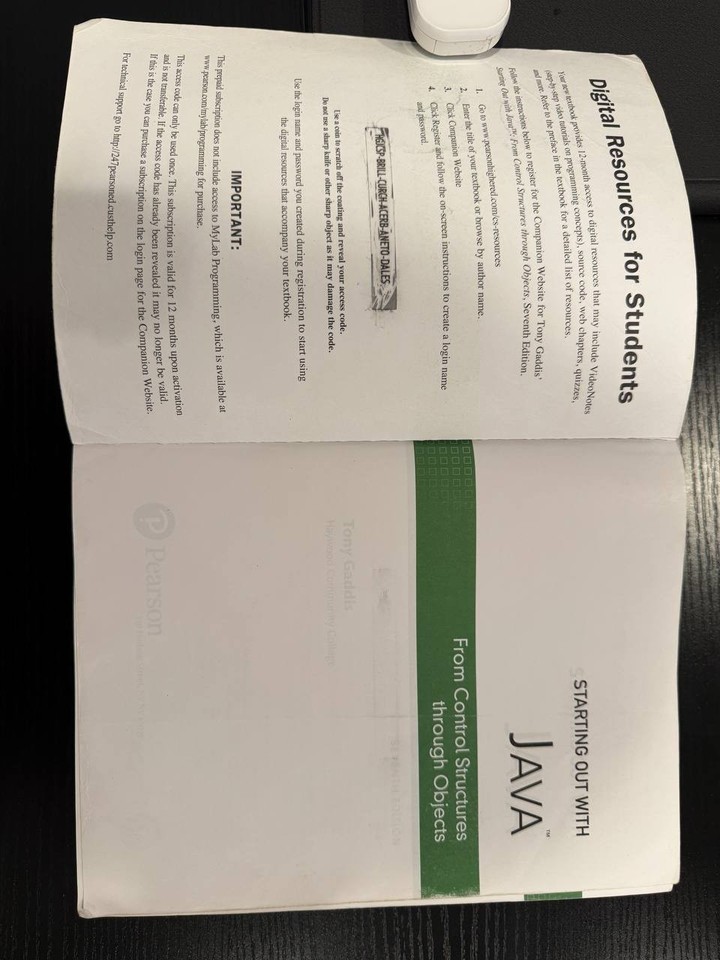 JAVA From Control Structures through Objects (7th edition) (Used) | eBay