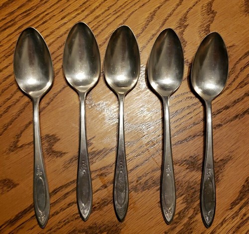 VINTAGE SET OF 5 COMMUNITY PLATE ADAM PATTERN LARGE SERVING SPOONS | eBay