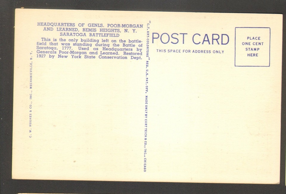 Unused Postcard Headquarters General Morgan and Learned Bemis Heights ...