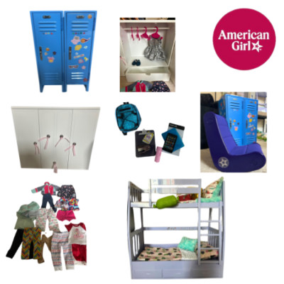 American Girl Doll Lot - Closet, Clothes, (2) Lockers, Gaming Chair ...