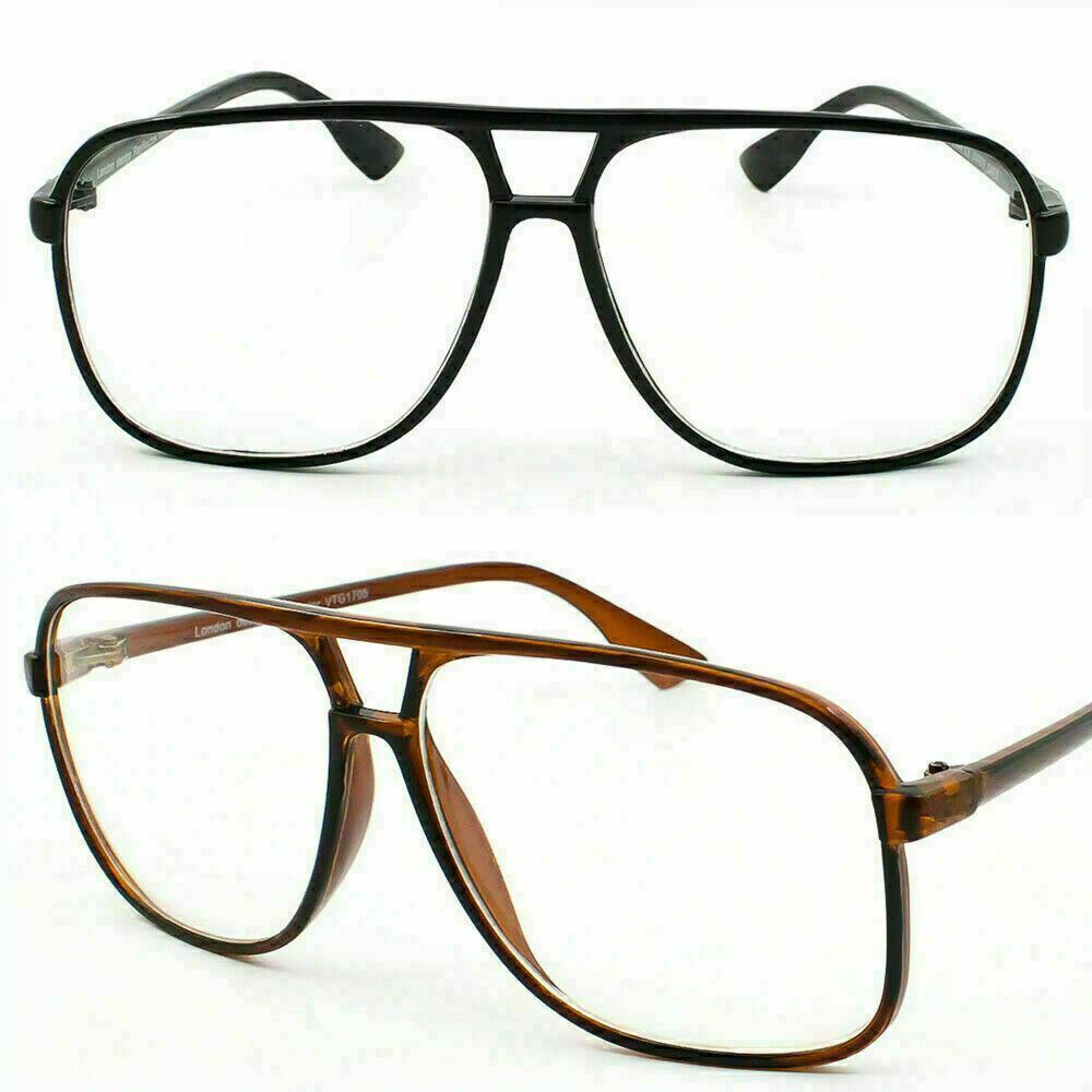 Square Frame Clear Lens glasses 50's Retro Vintage Old school Pilot ...