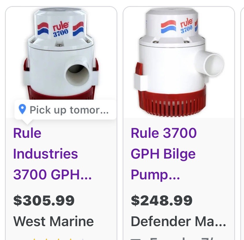 Rule 3700 G.P.H. Bilge Pump Non Automatic 12V 14A | eBay