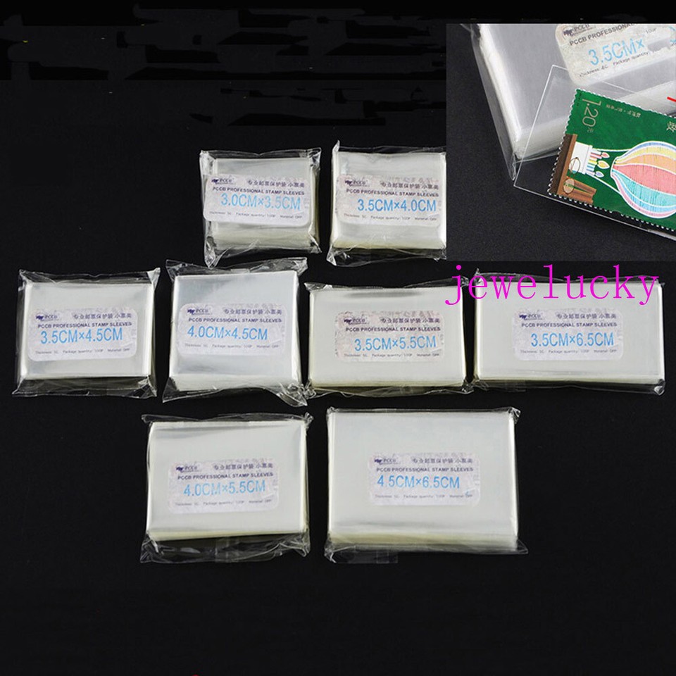 800 Pcs 8 Size Stamp Sleeves Holders Stamp Coin Collection pouch High ...