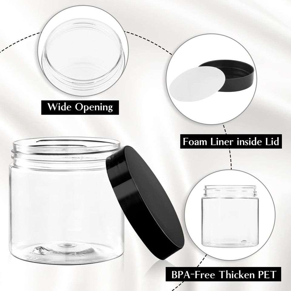 36 Pack 2 Oz Plastic Container Jars with Lids BPA Free, Empty 2 Ounce ...