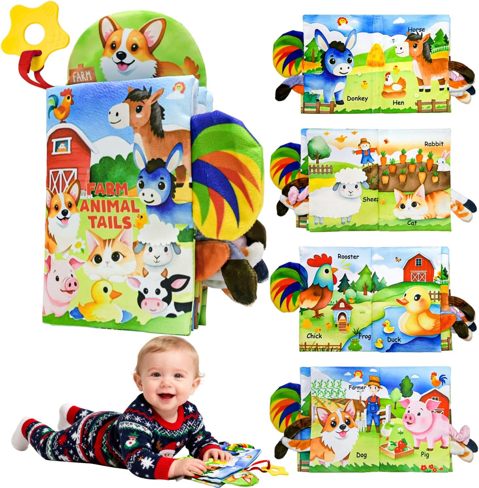 Farm Crinkle Books for Babies, Touch and Feel Cloth Soft Farm Animal ...
