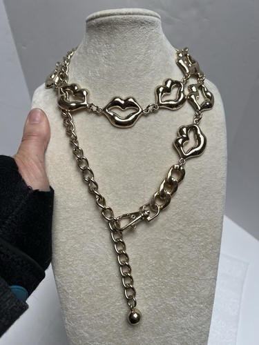 Vintage Goldtone Lips Chain Belt Heavy 40” | eBay