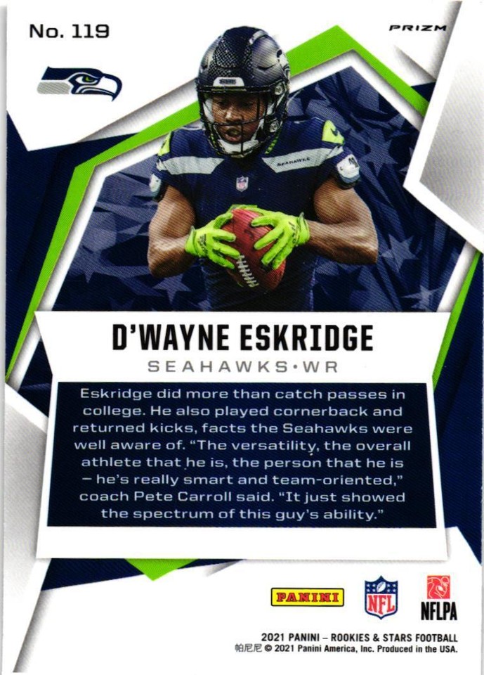 2021 ROOKIES & STARS #119 D'WAYNE ESKRIDGE PULSAR PRIZM | eBay