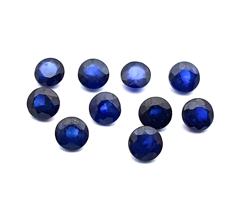 Natural Blue Sapphire Round Faceted Loose Gemstone Lot 10 Pcs 4 MM 3.50 ...