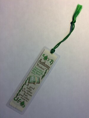 Vintage Graceline "Anthony" Bookmark Quality Industries Woven Laminate ...