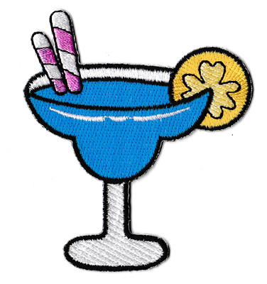 Patch écusson patche blue lagoon cocktail boisson brodé thermocollant ...