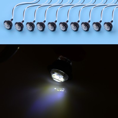10pcs Round 3/4" White LED Side Marker Lights Car Truck Trailer Bullet ...