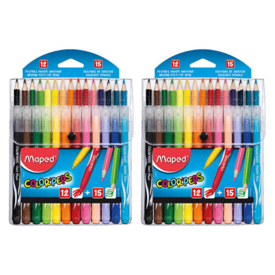 2x Maped Kids Crafts ColorPeps Multi Pack w/12 Colour Pencils & 15 Felt ...