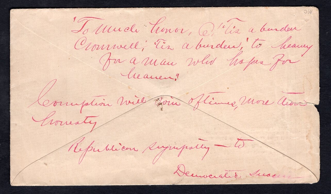 USA DAKOTA TERRITORY Aberdeen 1884 Dept of Interior Cover Political ...