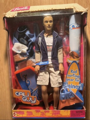 New Mattel Barbie Cali Guy Blaine Doll W/ Surfing Gear Accessories ...