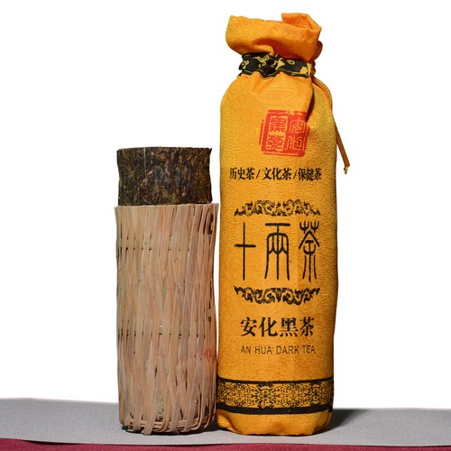 Anhua Shi Liang Tea Ten Tael Hua Juan Dark Tea Hei Cha In Bamboo Basket ...