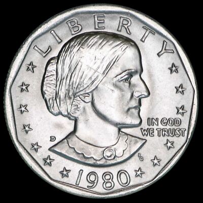 1980 D Susan B Anthony Dollar US Mint Coin "Brilliant Uncirculated" SBA ...