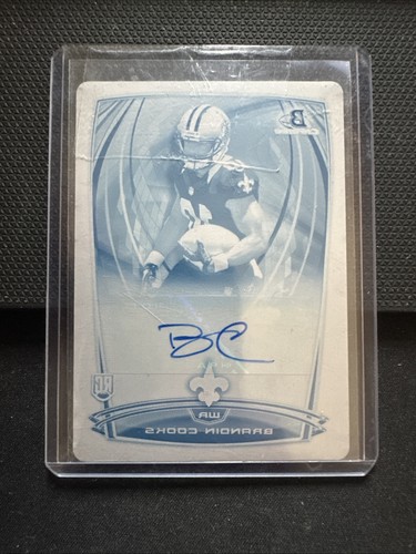 BRANDIN COOKS 2014 TOPPS BOWMAN CHROME AUTO RC ROOKIE CYAN PRINTING ...