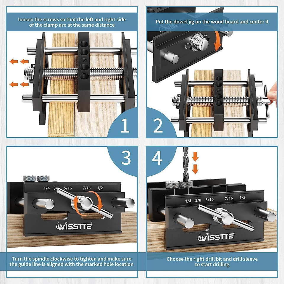 Self Centering Dowel Jig plus 6 Inch Widen Wood Dowel Jig,Doweling Jig ...