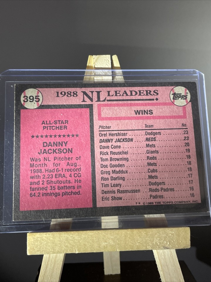 1989 Topps Baseball 395 Danny Jackson Cincinnati Reds All-Star MLB Card ...