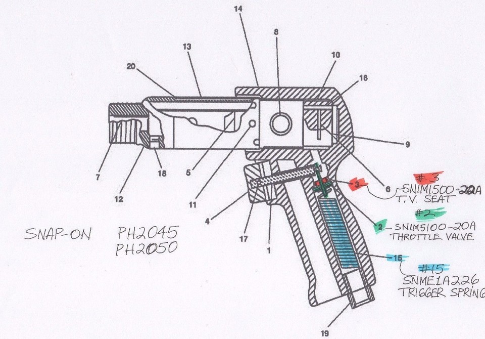 Snap-on Trigger Valve Kit IM5100 PH2045 PH2050 FAR720 FAR750 FAR7200 ...