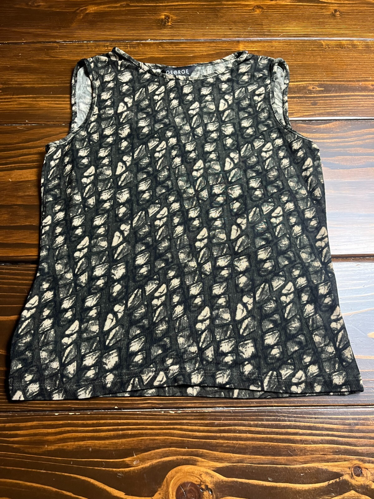 George Tank Top, Women's Size Small, Black, Tan, Sleeveless | eBay
