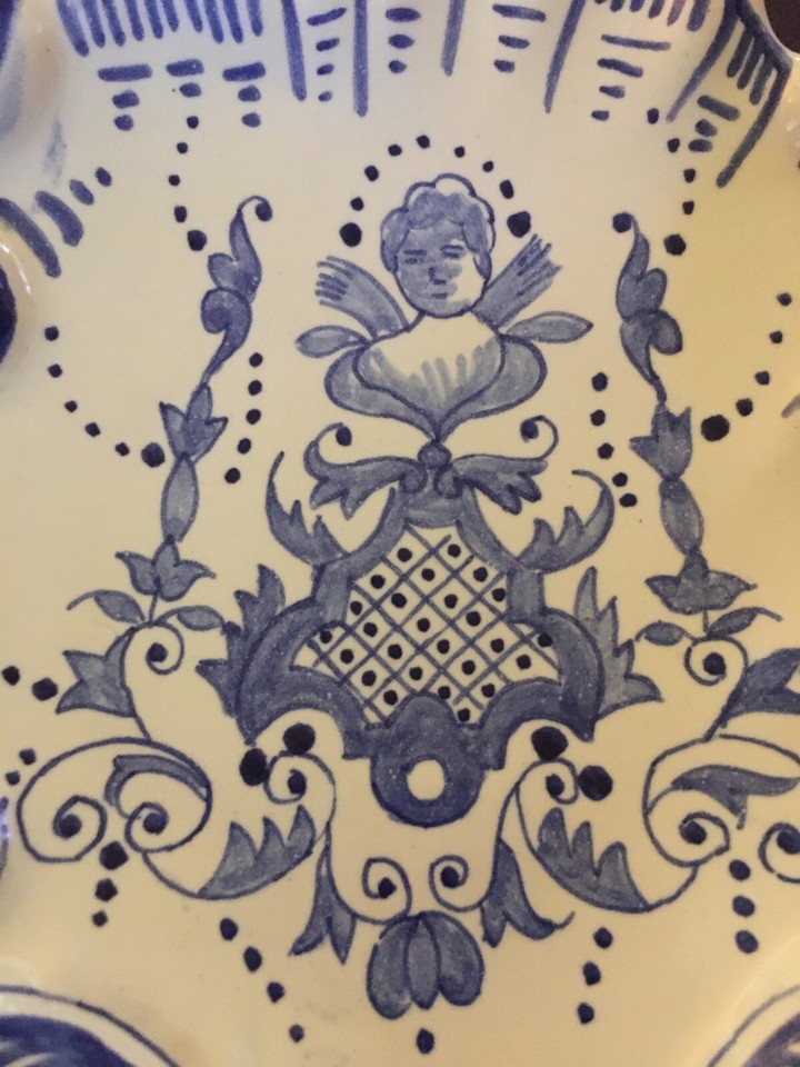 Antique Clam Scallop Shaped Dish Spoon Rest Delft Blue Faience France ...