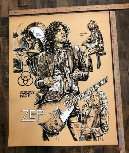 VINTAGE POSTER "Zep" Led Zeppelin Illustration Design K. Chillis 1979 ...