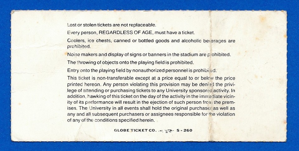 ticket stub: JIM HARBAUGH "Guaranteed Victory" - 1986 Ohio State vs ...