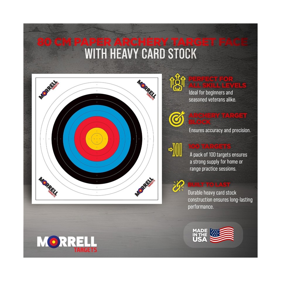 Morrell Targets 80 Cm Paper Archery Target Face with Heavy Card Stock ...