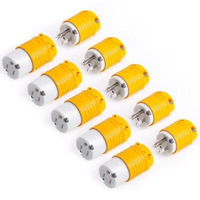 (10) Male & Female Extension Cord Electrical End Plugs Replacement ...