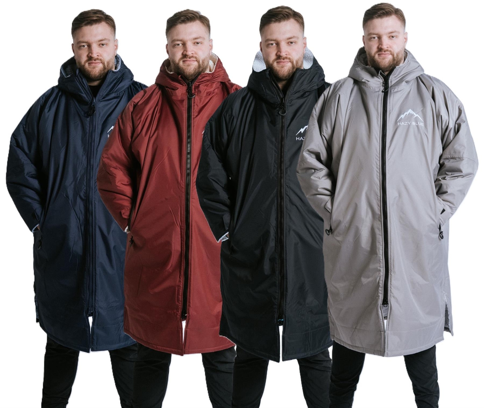 Hazy Blue Dry Changing Robe Long Coat Riding Hooded Cape Side Zip Beach ...