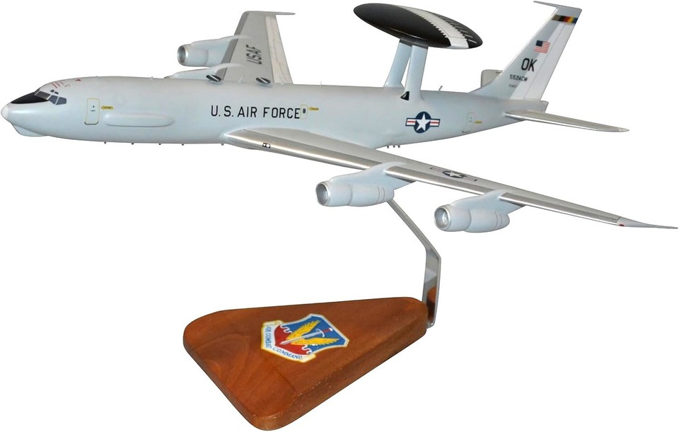 USAF Boeing E-3 Sentry AWACS 552nd ACW Tinker AFB Desk Model 1/100 SC ...