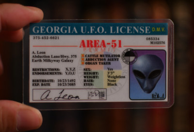 Georgia UFO Operator Alien Area-51 Identification ID card Drivers ...