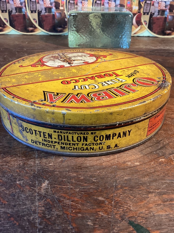 Antique 1910 Ojibwa Dark Fine Cut Tobacco Tin Scotten Dillion Co ...