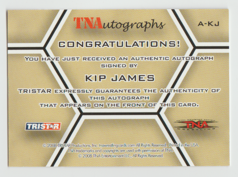 KIP JAMES Signed 2008 TriStar TNA Autograph SP AUTO Billy Gunn MR. A* ...