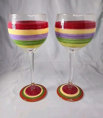 Fiesta Festive Wine Glasses Long Stem 2 Count Glass Stemware | eBay