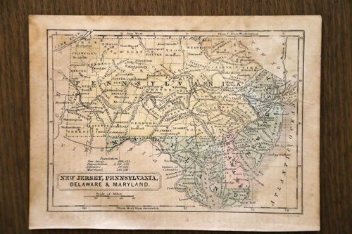 1852 ANTIQUE GOODRICH ATLAS MAP-NEW JERSEY, PENNSYLVANIA, DELAWARE ...