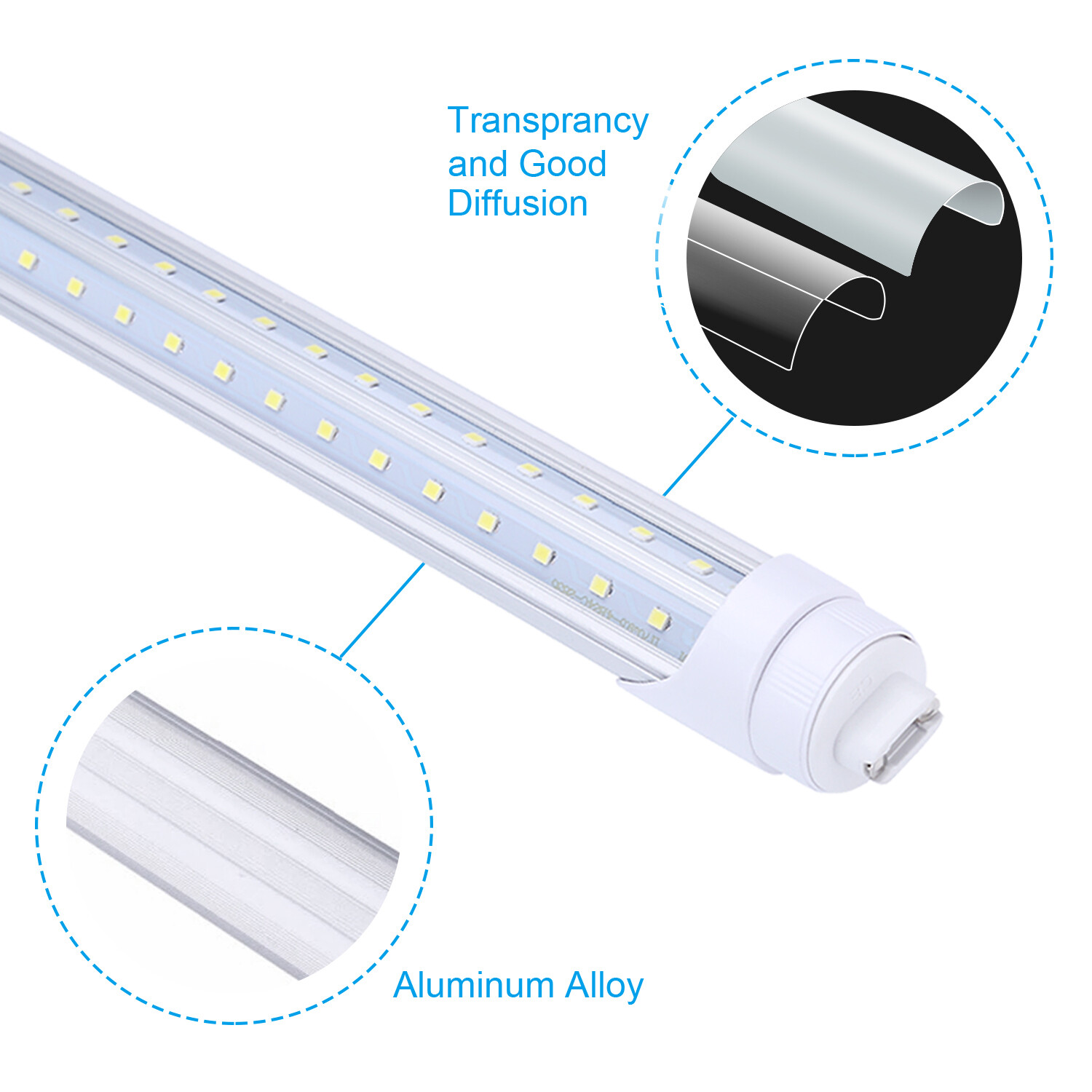 T8 8FT R17D HO 8' Led Tube Light Bulbs 65W V Shaped 8 Foot Led Shop ...