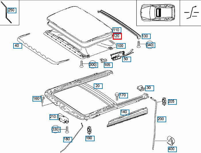 OEM MERCEDES BENZ GL X164 SUNROOF GLASS WEATHERS SEAL A1647800398 ...