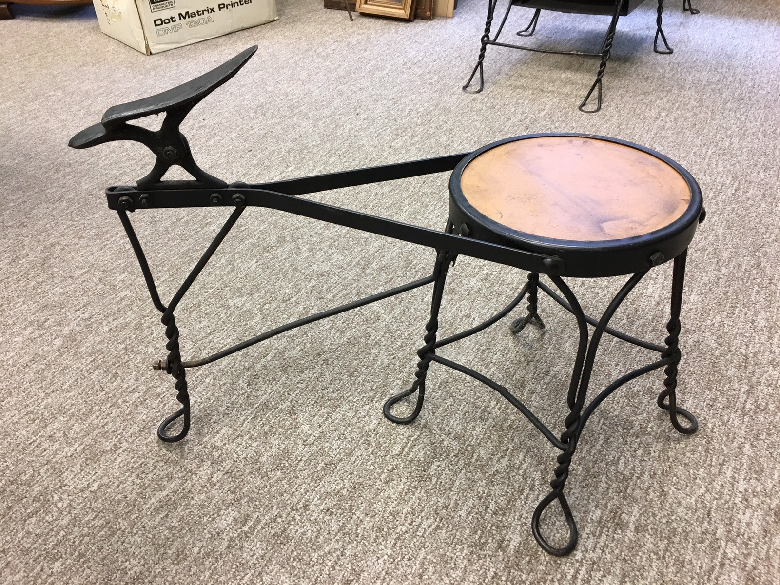 Antique Shoe Shine Stool Or Shoe Store Stool With Wooden Seat | eBay