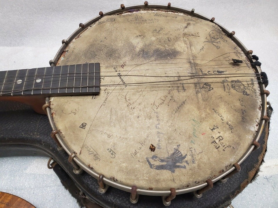 Vintage Banjo Mandolin Banjolin Vega Autographed Musicians Antique W ...