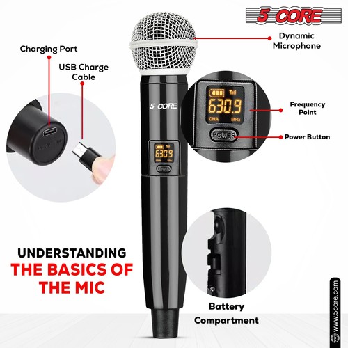 Professional VHF Wireless Handheld Microphone System Karaoke w/Adapter ...