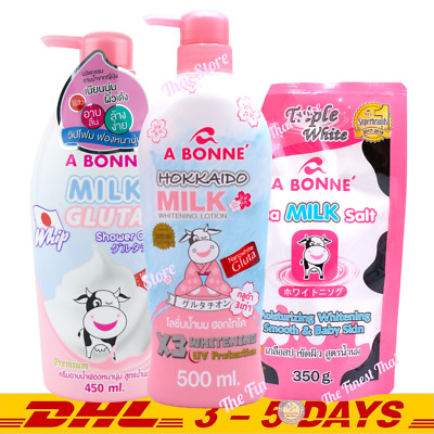 A Bonne Milk Body Set : Shower Cream 450ml + Body Lotion 400ml + Spa ...