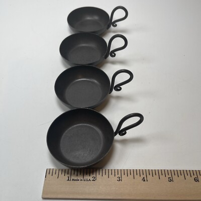 4 Metal Candle Holder w/ Finger Loop Handle for Votive Primitive Rustic ...